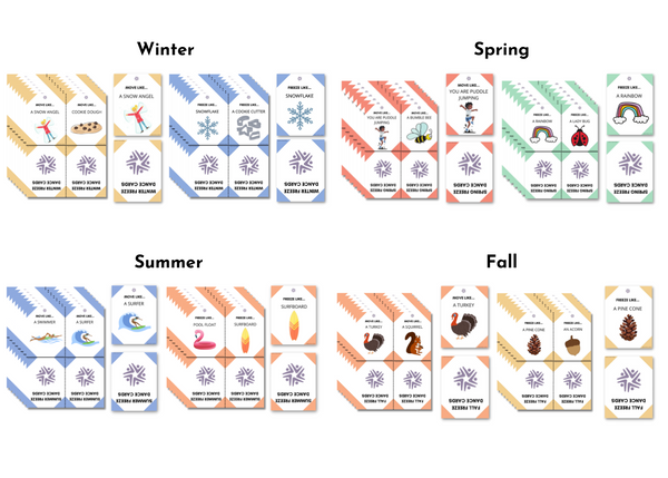 Seasonal Freeze Dance Cards Bundle - Dance Ed Tips